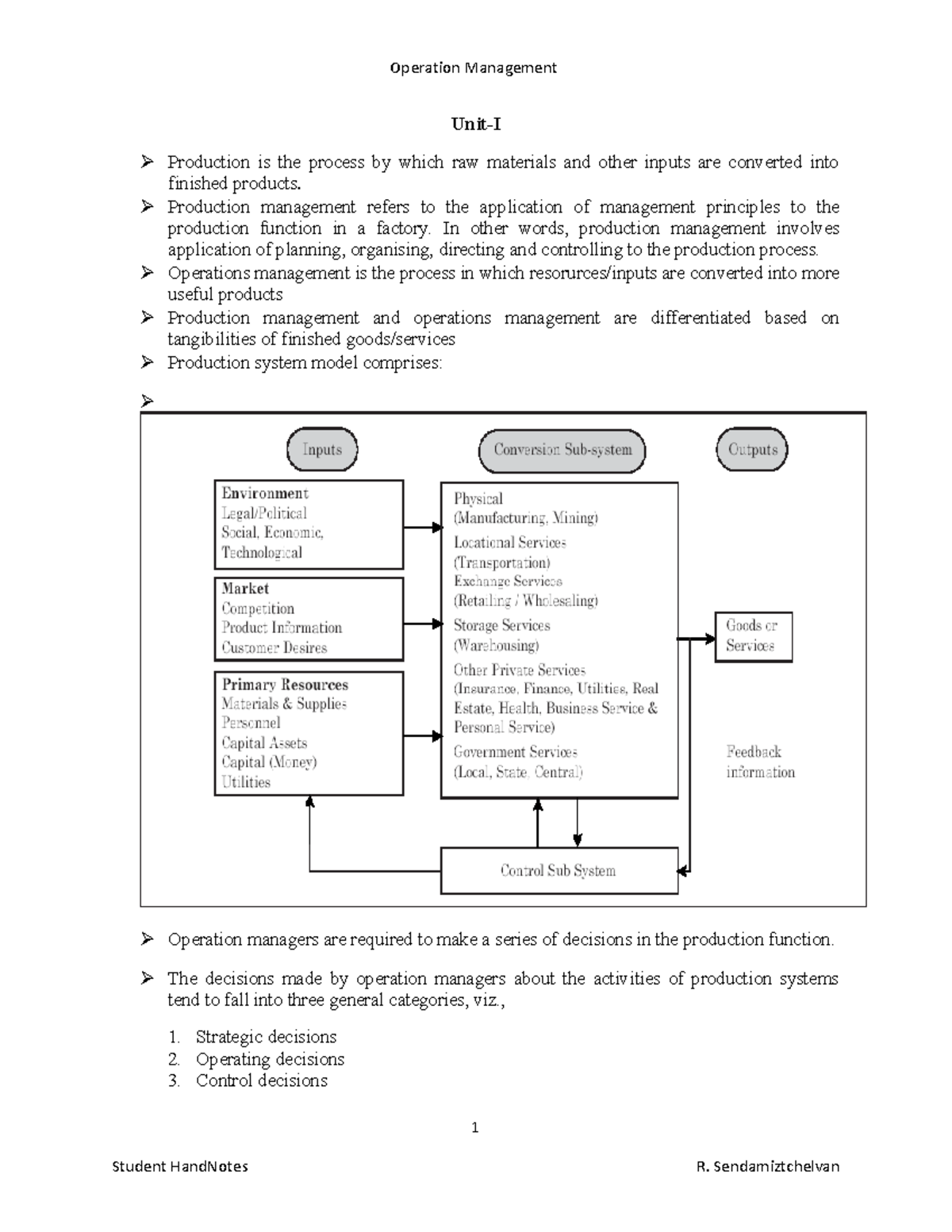 Operation management notes pdf - Unit-I Production is the process by ...