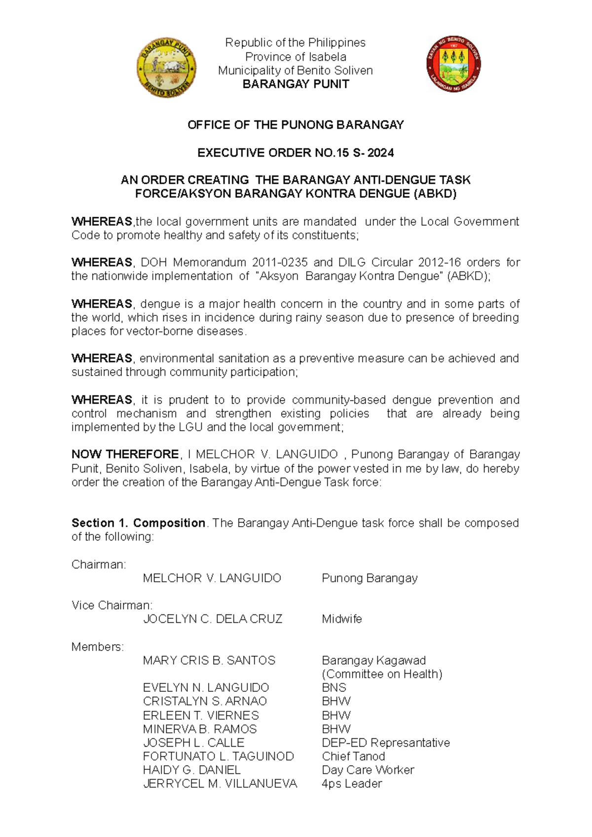 EO ABKD Yeban SUR - executive order - Republic of the Philippines ...