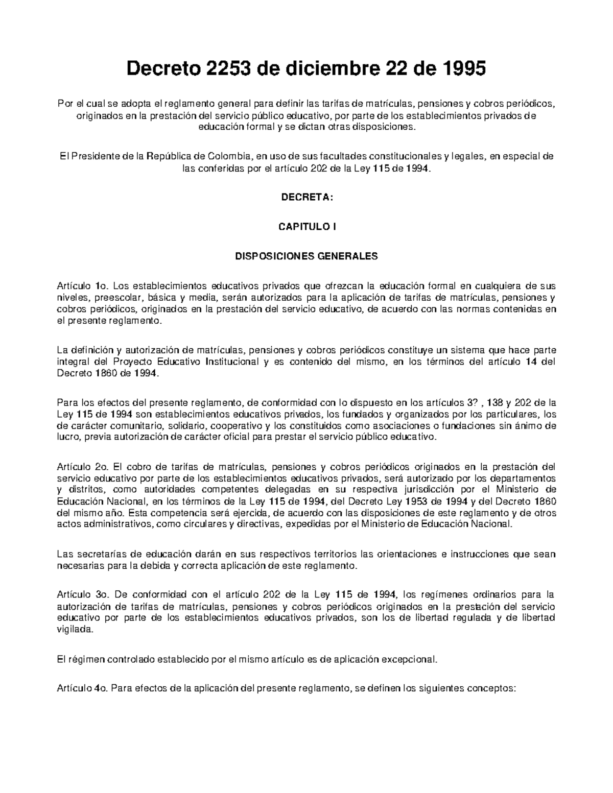 14Decreto 2253De1995-Costos Educativos - Decreto 2253 de diciembre 22 ...