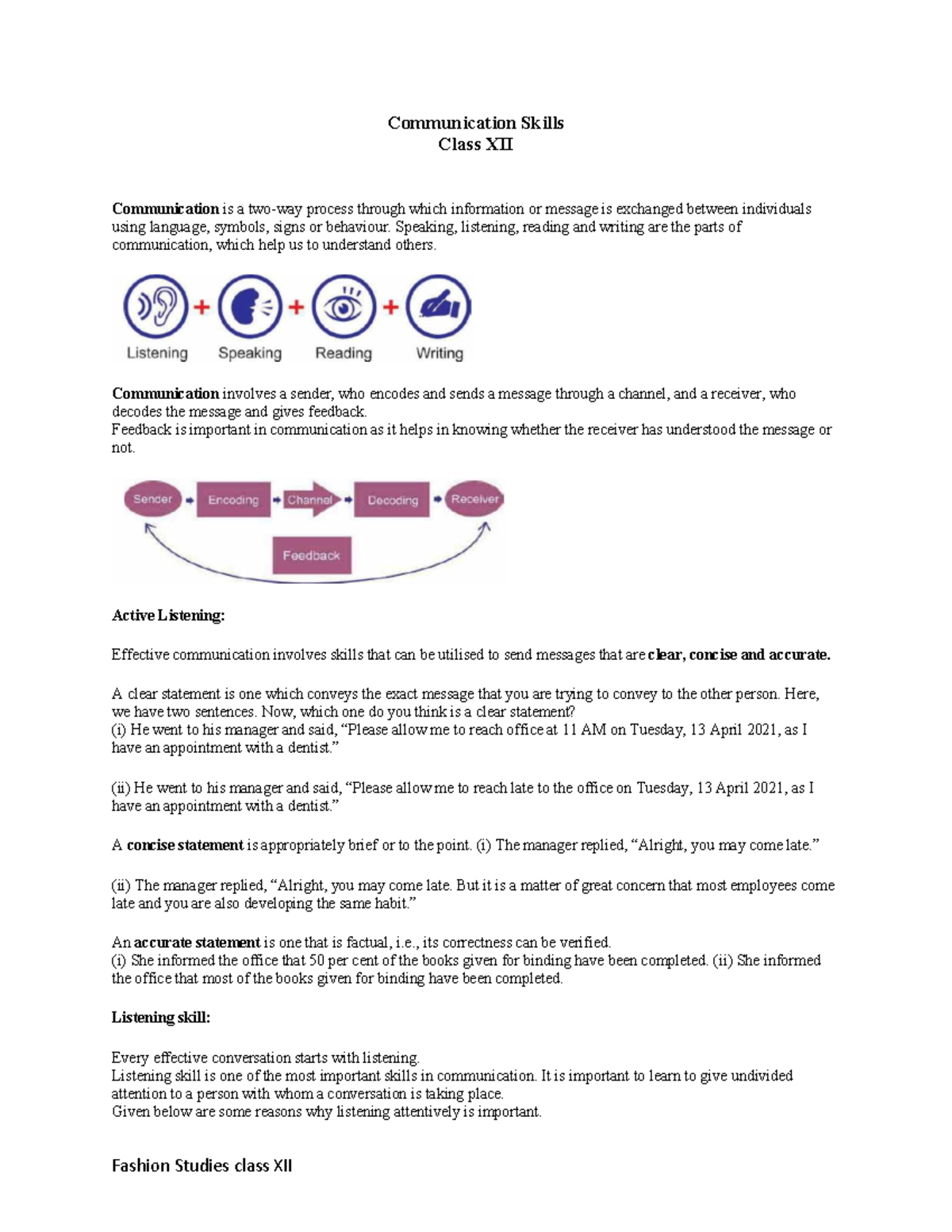 Communication Skills notes - Communication Skills Class XII ...