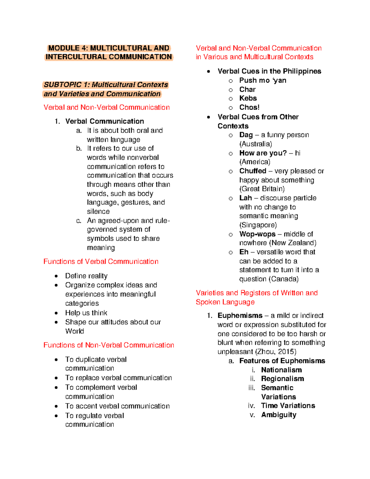 Purposive Communication-SA2-Reviewer - MODULE 4: MULTICULTURAL AND ...