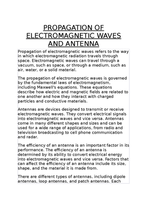 Propagation OF Electromagnetic Waves AND Antenna - In conclusion, the ...