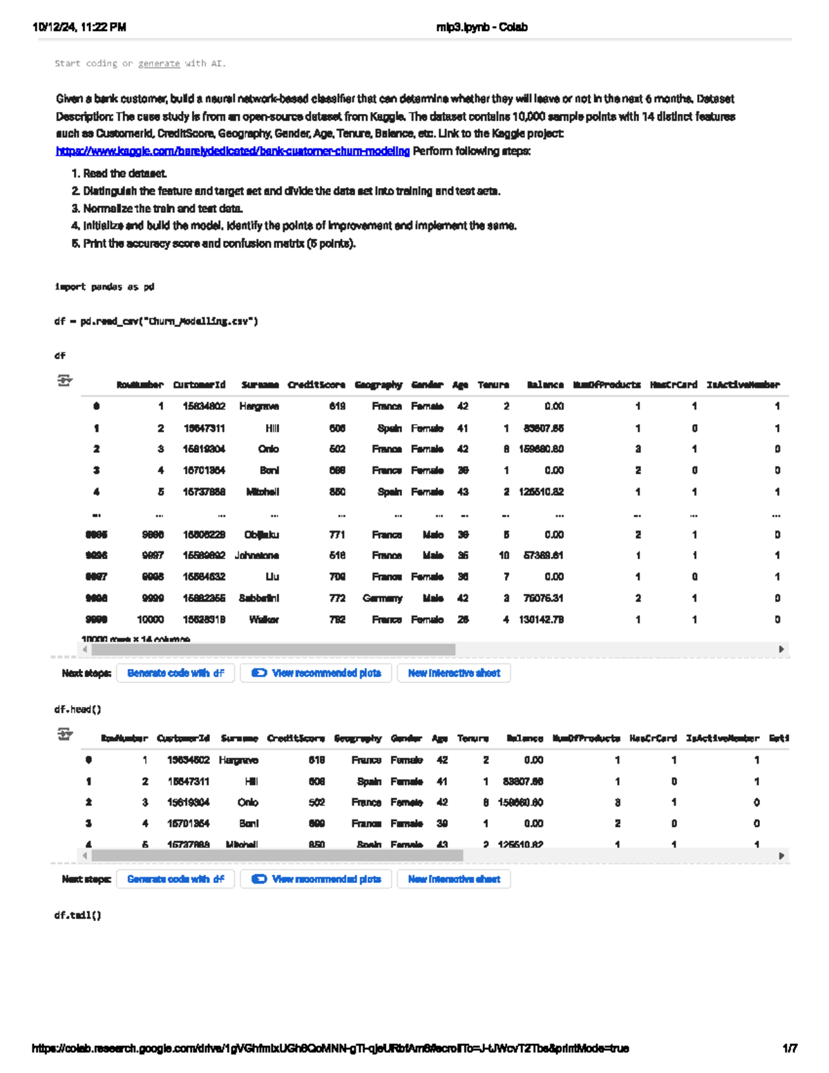 Mlp3 - Nsnssn - 11:22 PM mlp3 Colab Start coding or generate with AI ...