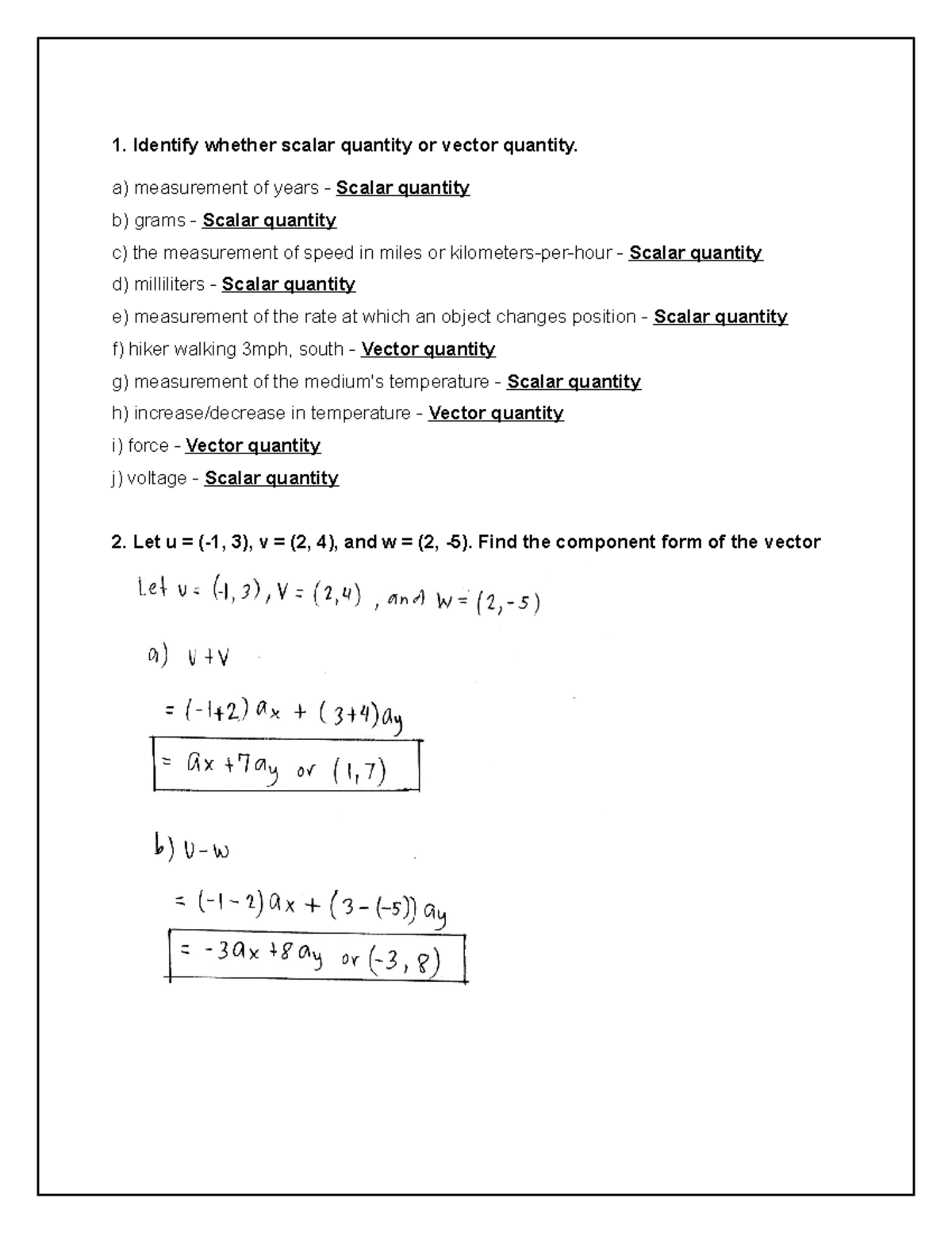 Scalar quantity and vector quantity - Identify whether scalar quantity ...