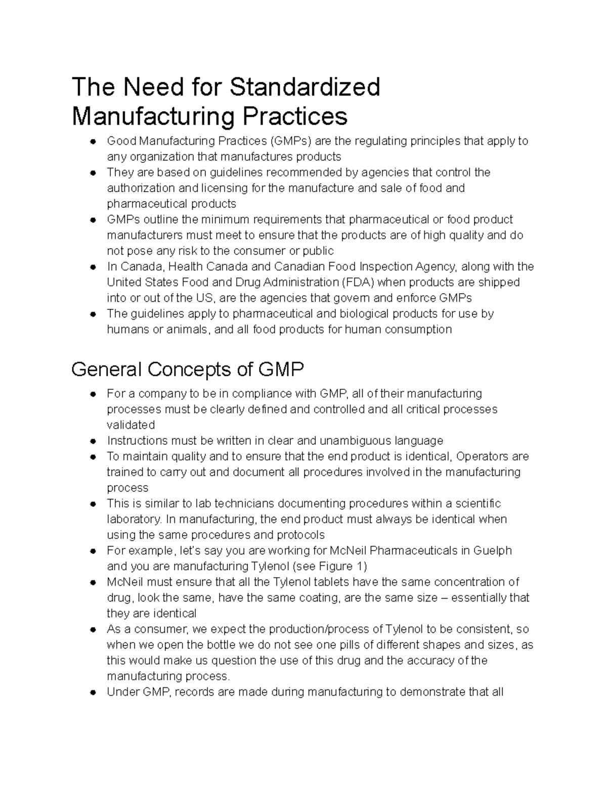 GLP and GMP Pt. 3 - Unit 2 - The Need for Standardized Manufacturing ...