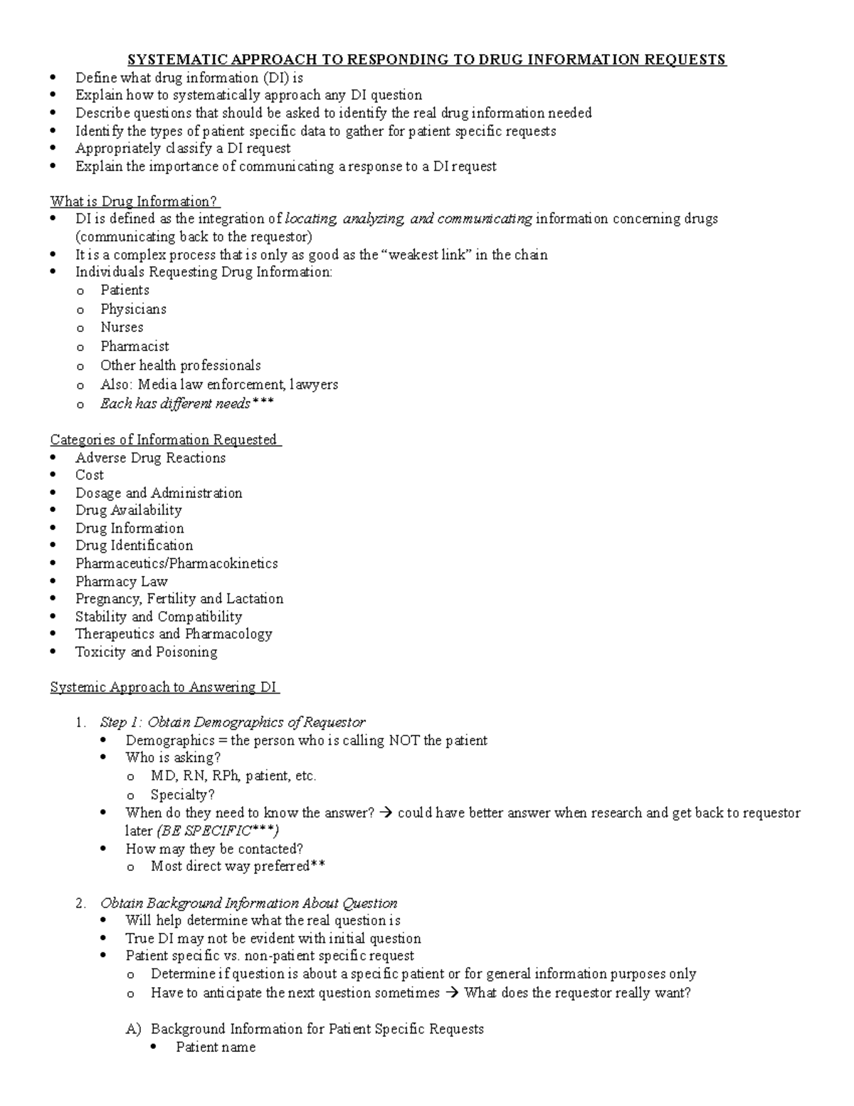 Systemic Approach to Responding to DI - SYSTEMATIC APPROACH TO ...