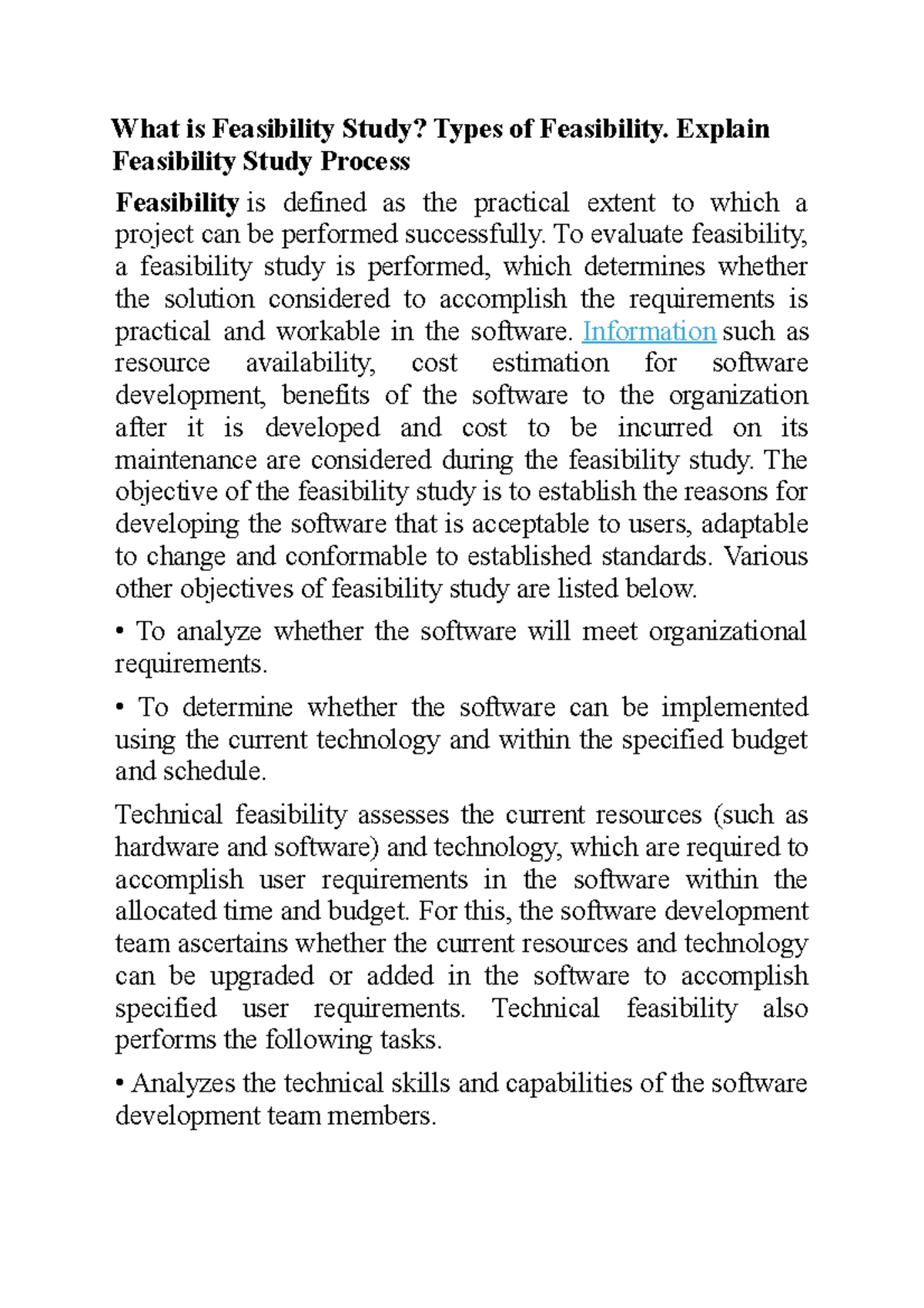 Feasiabilty Study - Explain Feasibility Study Process Feasibility is ...