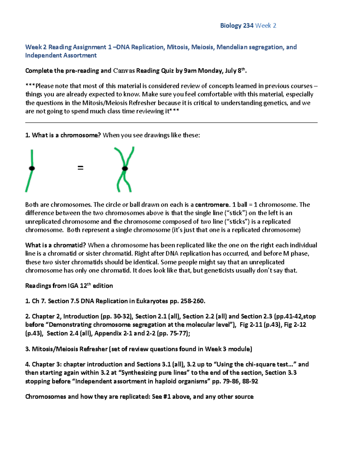 234-951 Week 2 Reading Assignment 1 –DNA Replication - Week 2 Reading ...