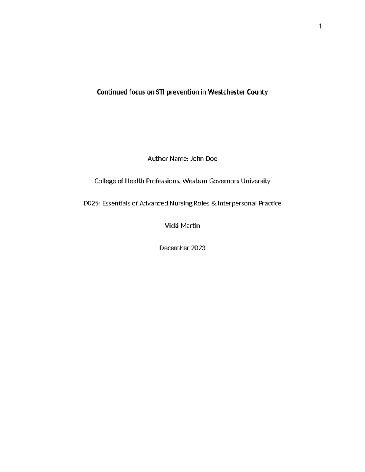 Advocacy Action Plan D025 (AWM2) - Continued focus on STI prevention in ...