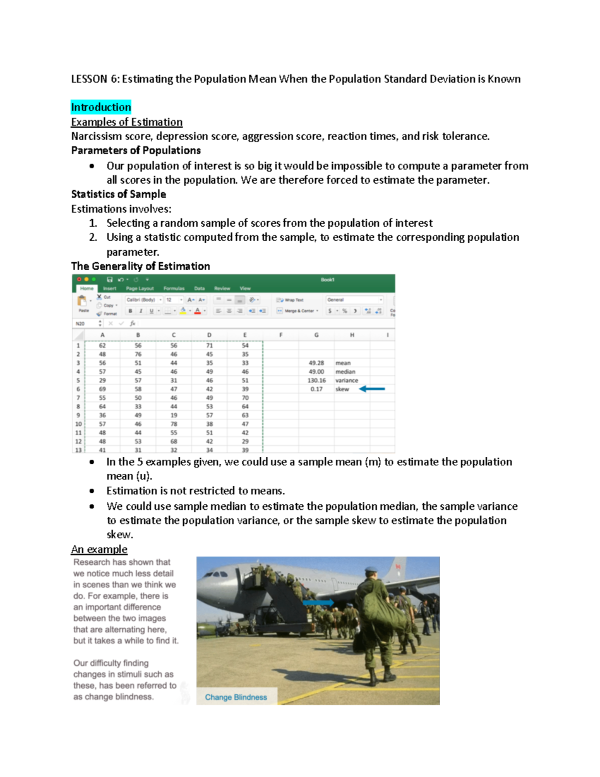 Lesson 6 - LESSON 6: Estimating the Population Mean When the Population ...