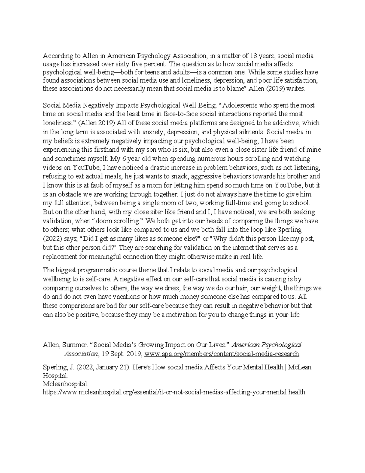 6-1 Discussion Social Media Negatively Impacts Psychological Well-Being ...
