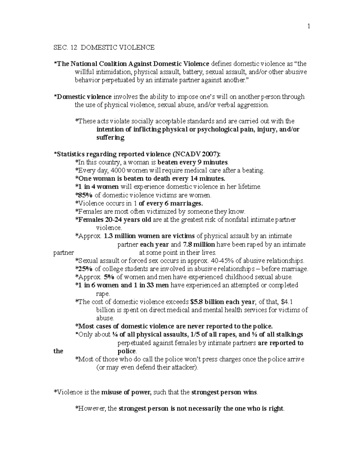 SEC 12 Domestic Violence - 1 SEC. 12 DOMESTIC VIOLENCE National ...