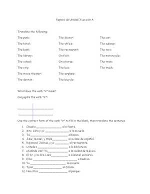 Spanish II Semester 1 Questions - Spanish II Semester 1 Questions UN ...