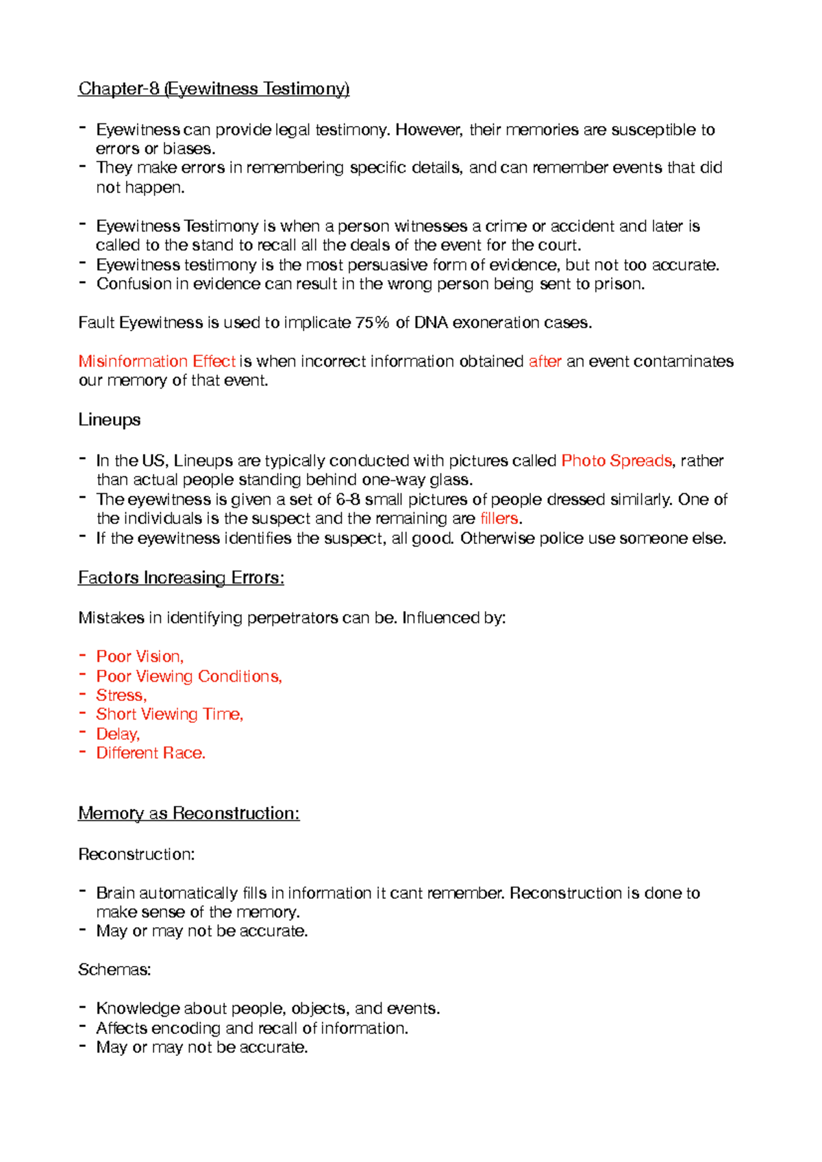 Eyewitness Testimony - However, their memories are susceptible to ...