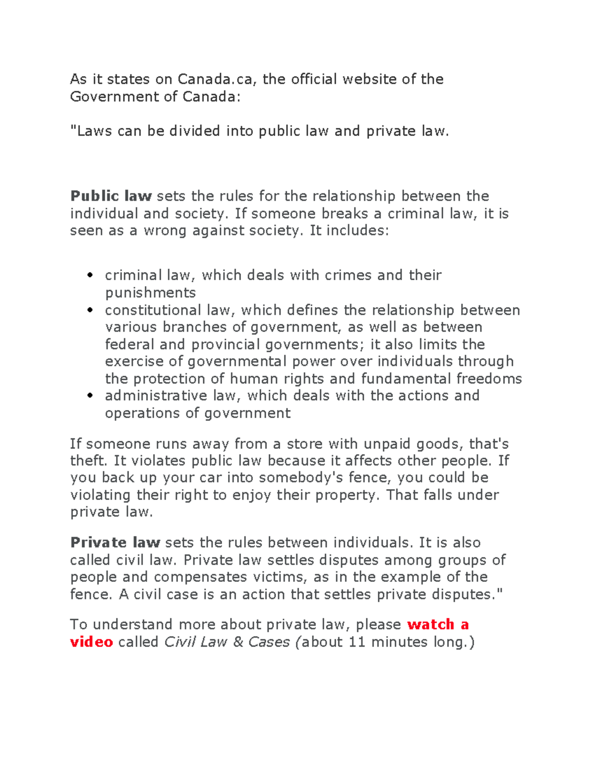 2 Types of Law - As it states on Canada, the official website of the ...