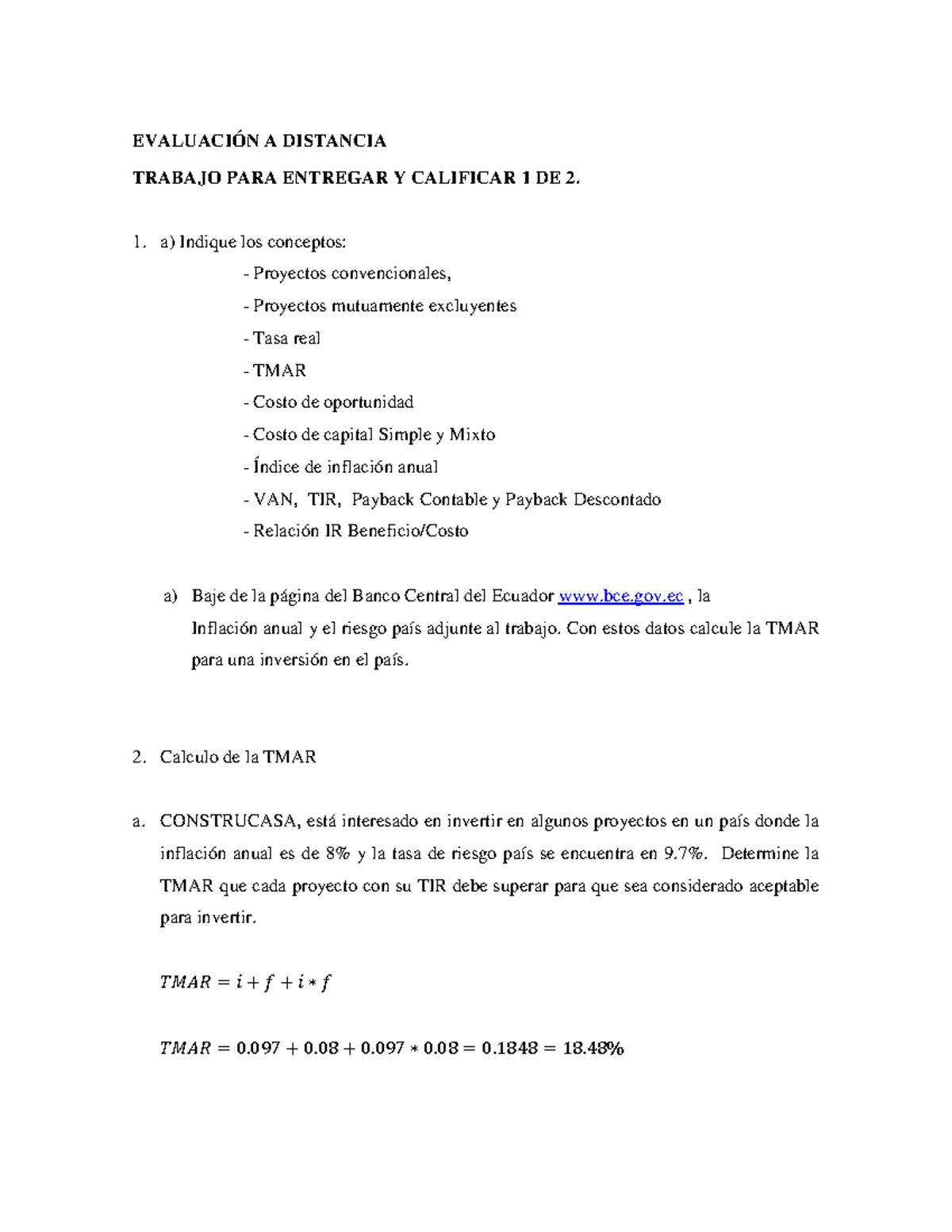 Solucionario Matem TICA Aplicada - EVALUACIÓN A DISTANCIA TRABAJO PARA ENTREGAR Y CALIFICAR 1 DE ...