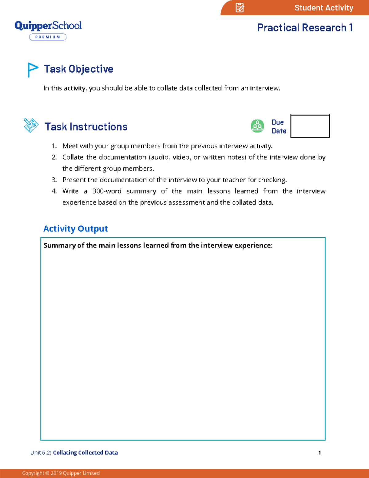 Collating Collected Data - Practical Research 1 Task Objective In this ...