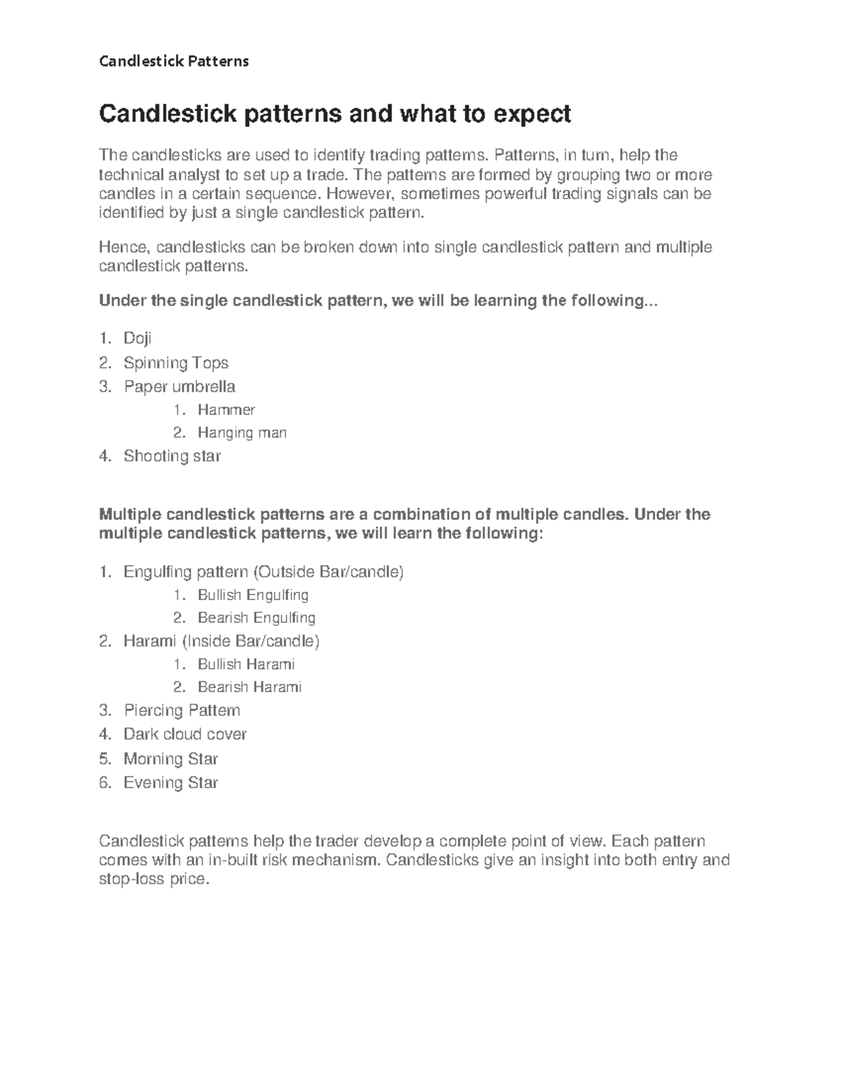 CS Patterns - scs - Candlestick patterns and what to expect The ...
