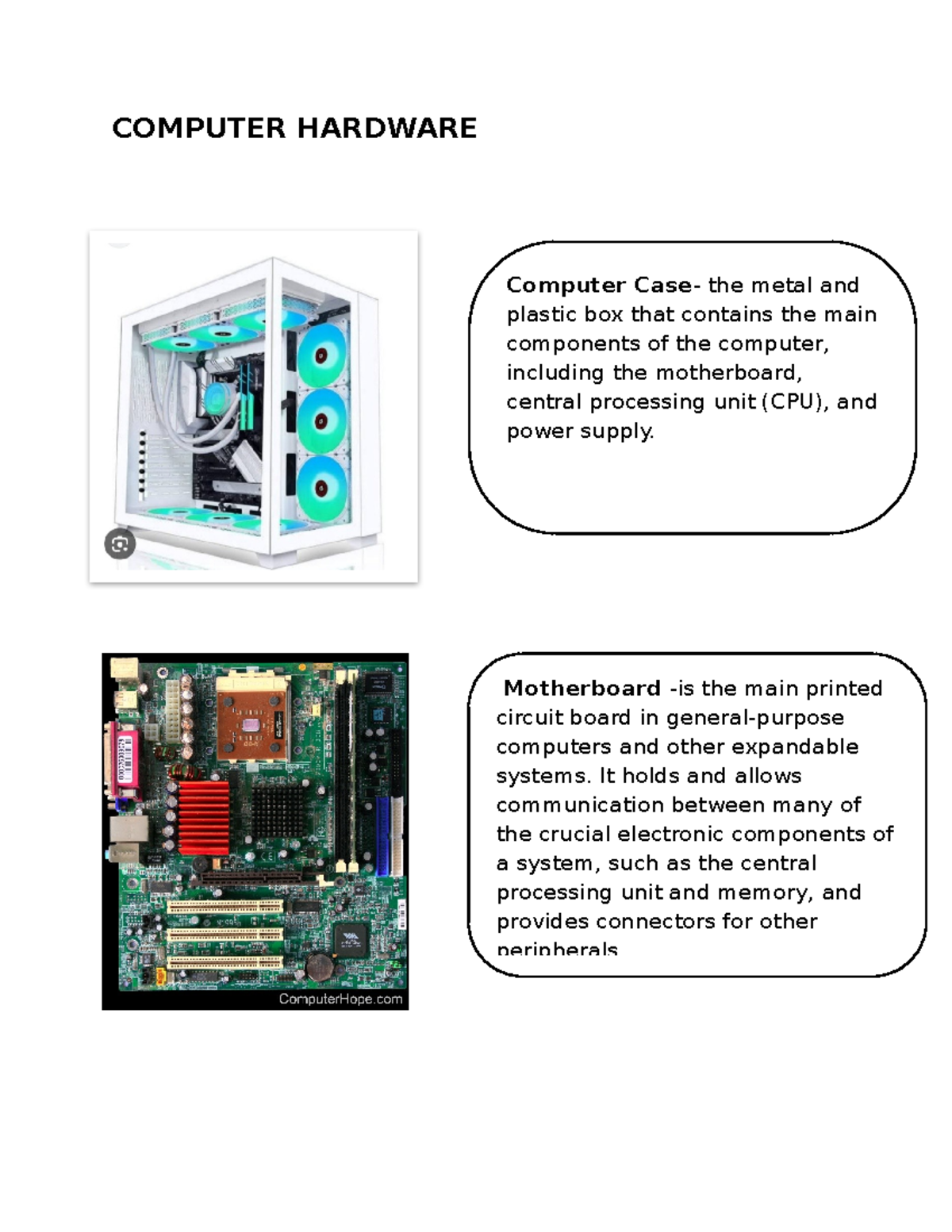 Computer Hardware - COMPUTER HARDWARE Computer Case- the metal and ...
