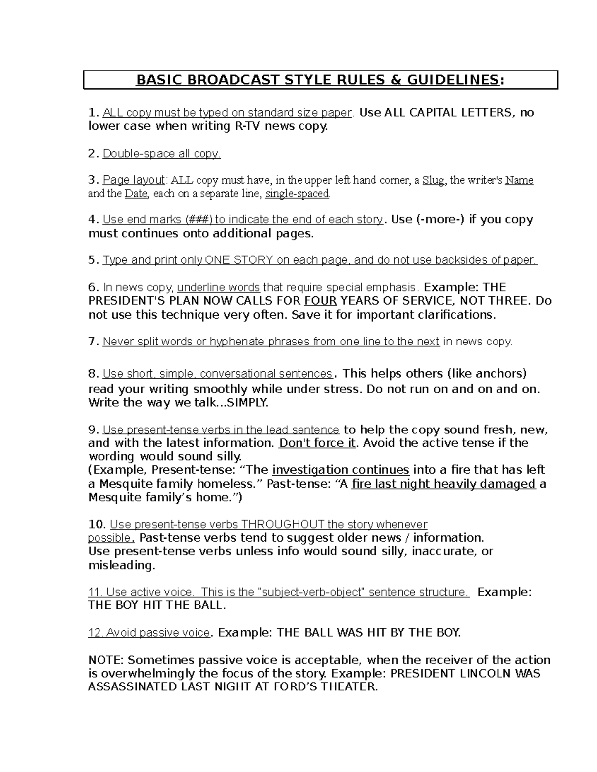 220 350 Bcast writing guidelines 2 revised - BASIC BROADCAST STYLE ...