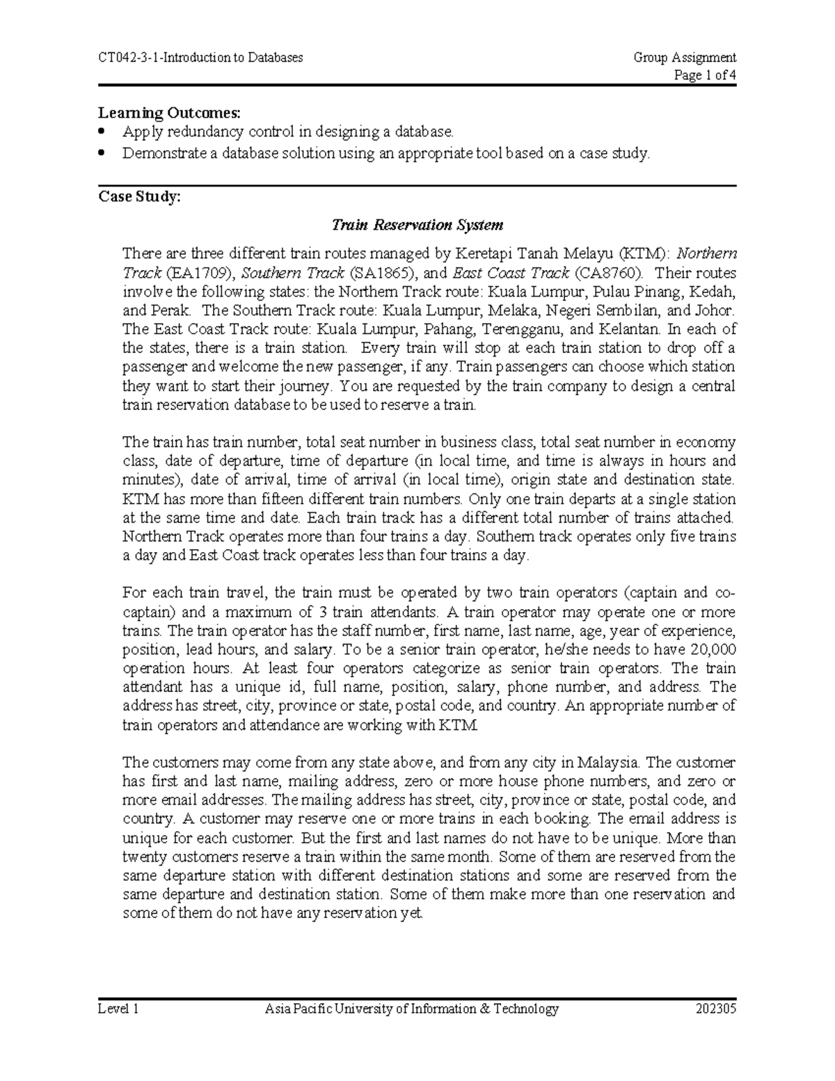 Ct042 3 1 Idb Assignment Question 052023 Page 1 Of 4 Learning Outcomes Apply Redundancy 9587