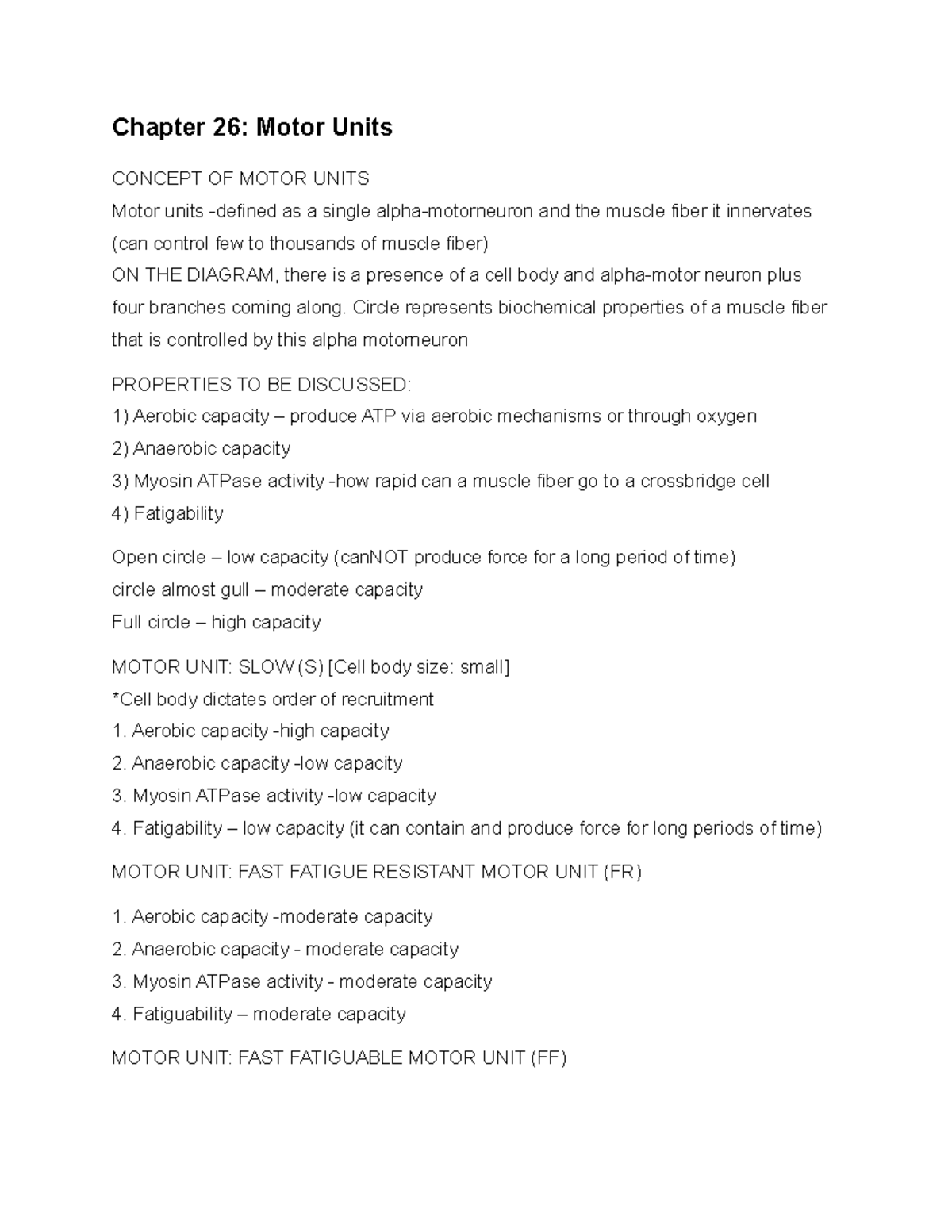 Chapter 26 Motor Units - Lecture for Biology and Physiology for the ...