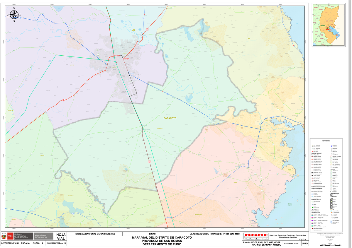 PU 211104 Caracoto - mapa vial de puno - CARACOTO PAUCARCOLLA ATUNCOLLA COATA COATA HUATA CABANA ...