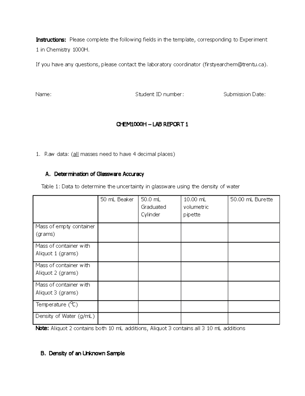 Chem1000 Lab1 Report Template 2020 Sept - Instructions: Please complete ...