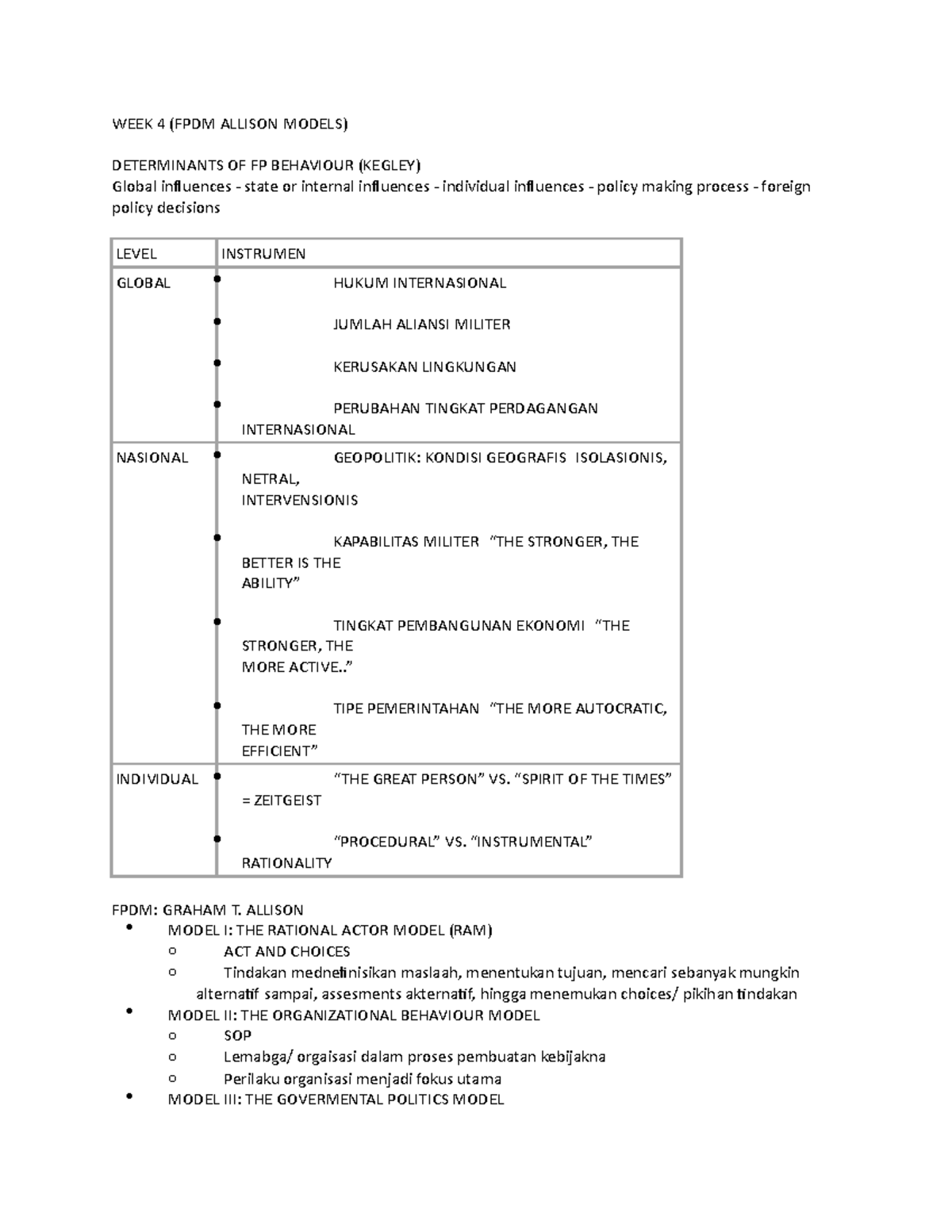 WEEK 4 ( Allison Model) - WEEK 4 (FPDM ALLISON MODELS) DETERMINANTS OF ...