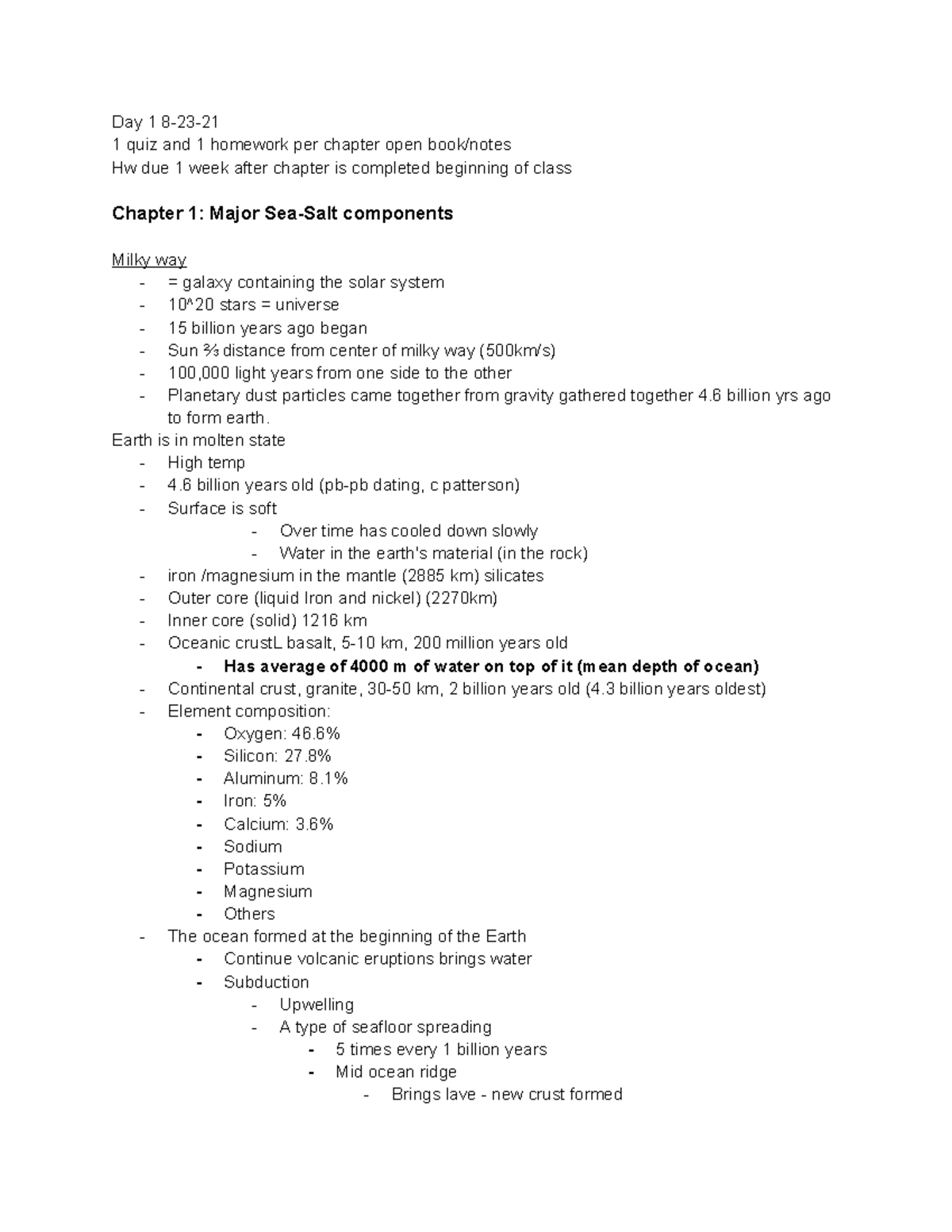 Chapter 1 - Jingfeng Wu - Day 1 8-23- 1 quiz and 1 homework per chapter ...