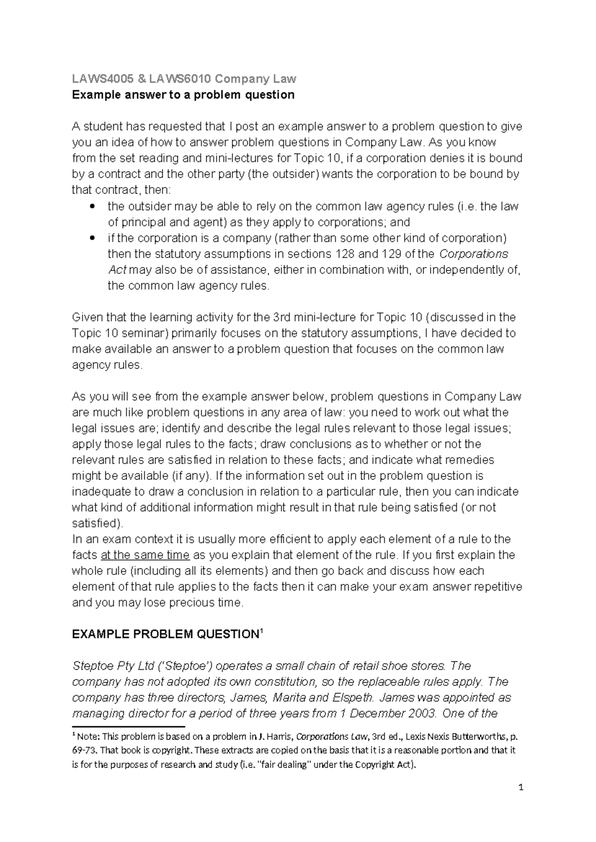 Sample answer to a problem question-1 - As you know from the set ...