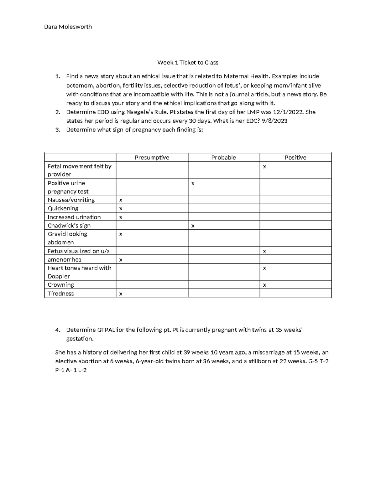 Week 1 ttc fall 2023 - Ticket to class 1 - Dara Molesworth Week 1 ...