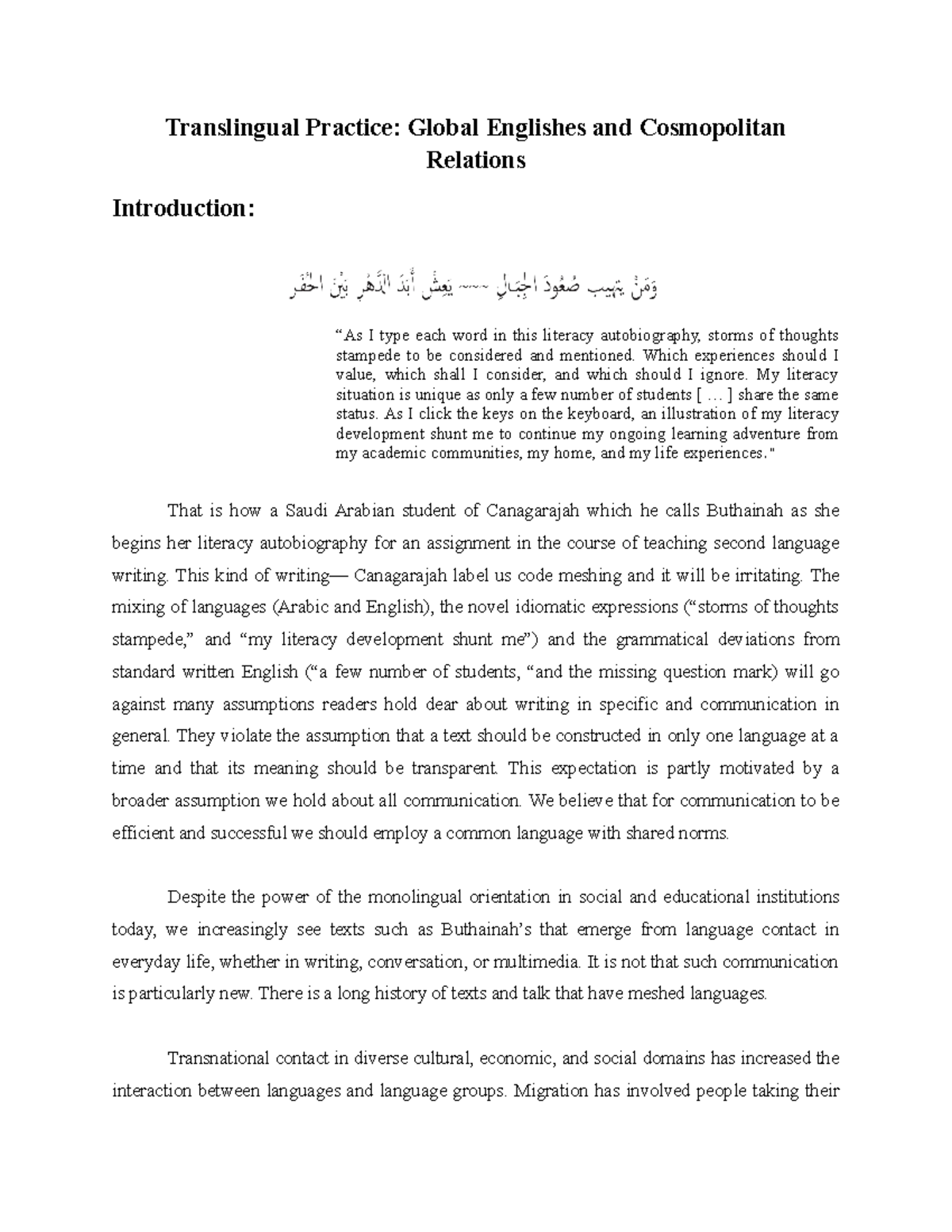 Translingual-Practice - Translingual Practice: Global Englishes and ...