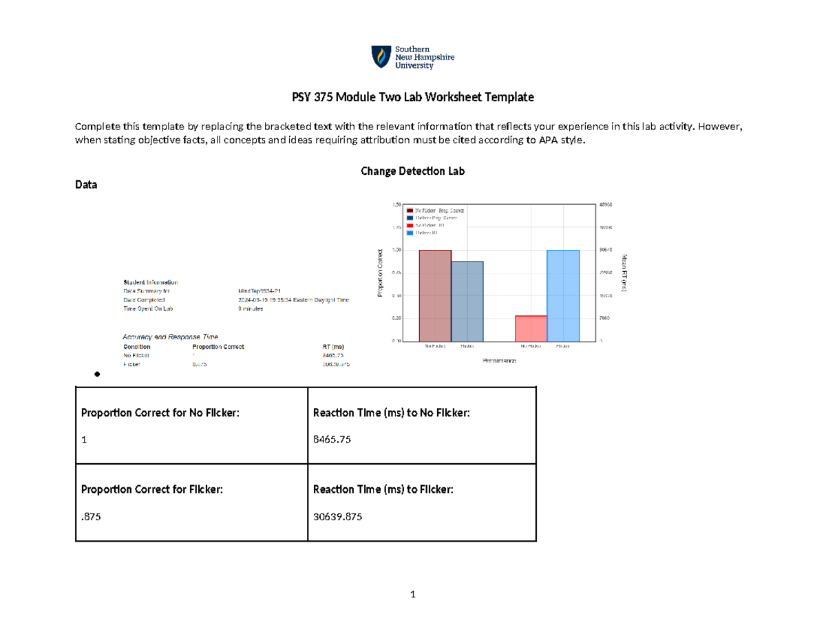 PSY 375 Module Two Lab Worksheet DONE - However, when stating objective ...