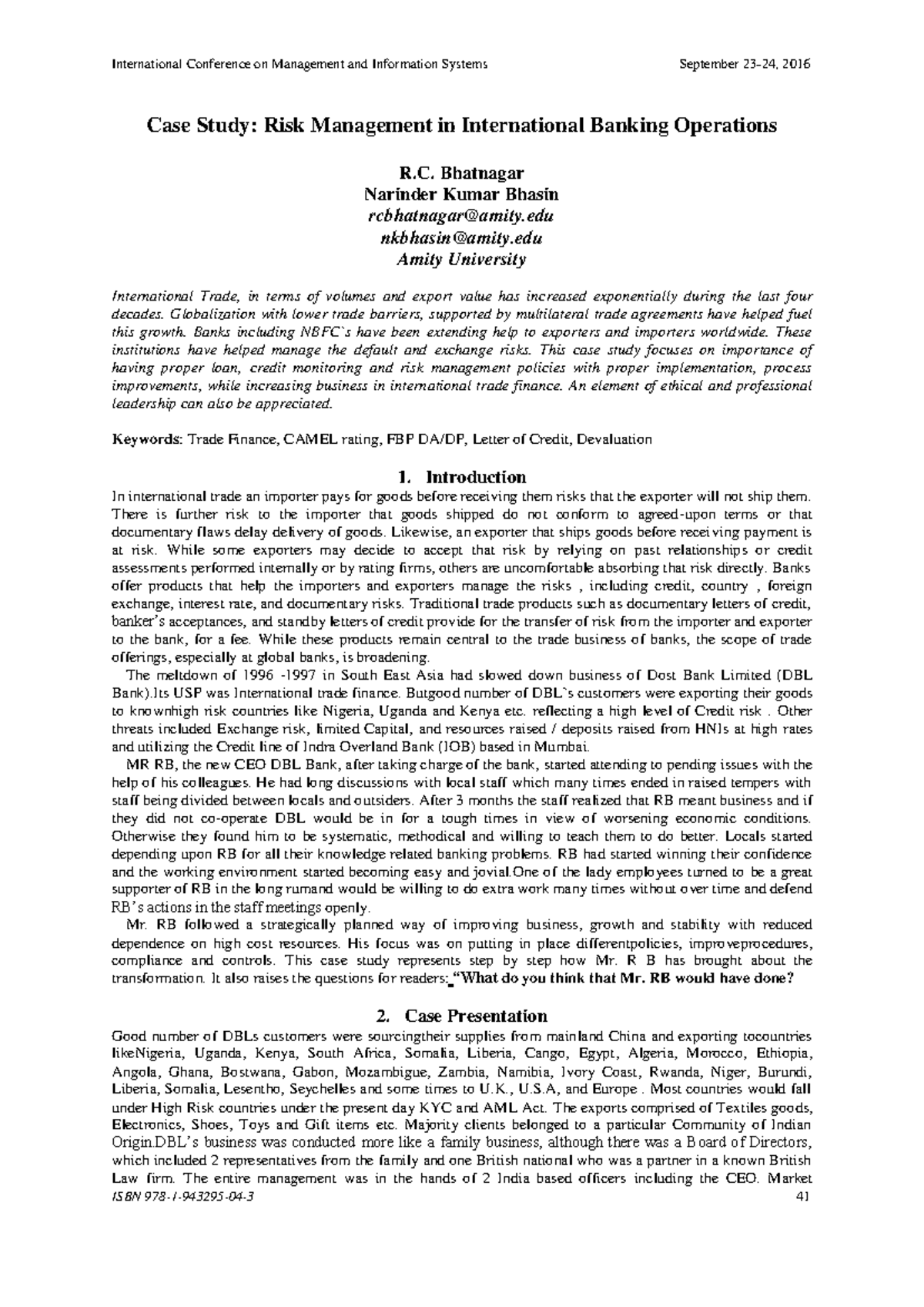 CASE Study Article - good for reference - Case Study: Risk Management ...