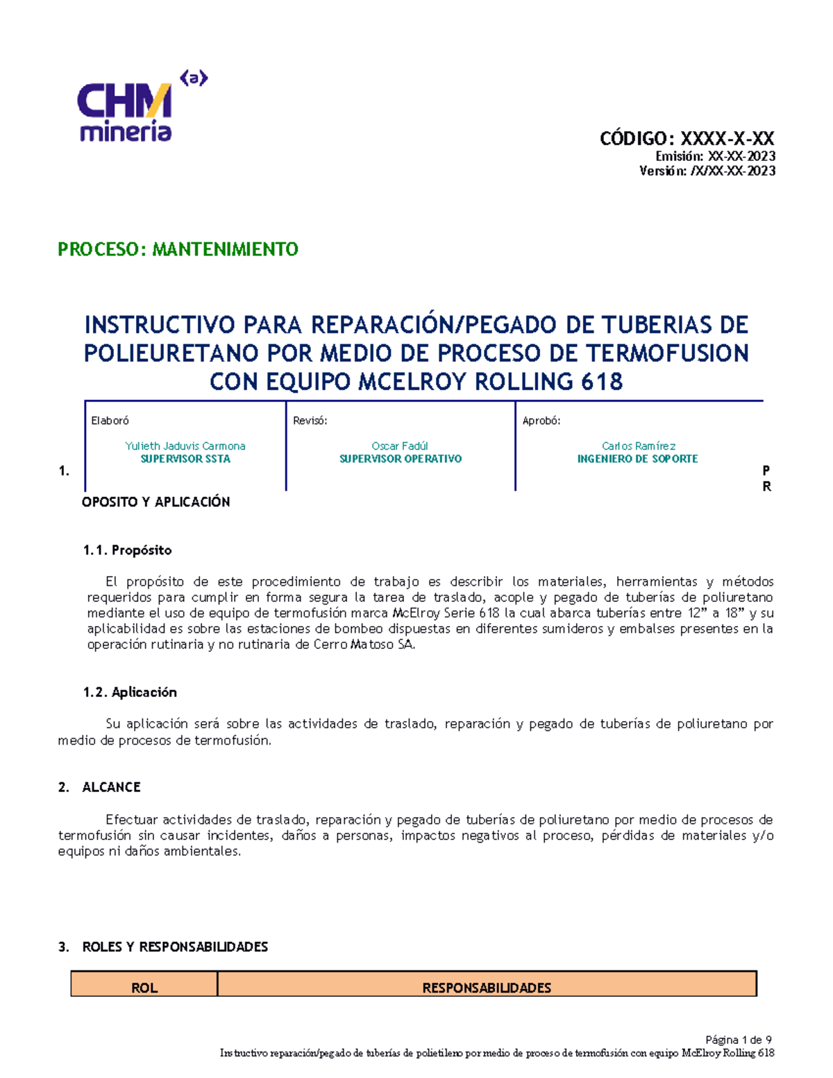 Pegado de tuberias por Termofusion con Rolling 618-2 - CÓDIGO: XXXX-X ...
