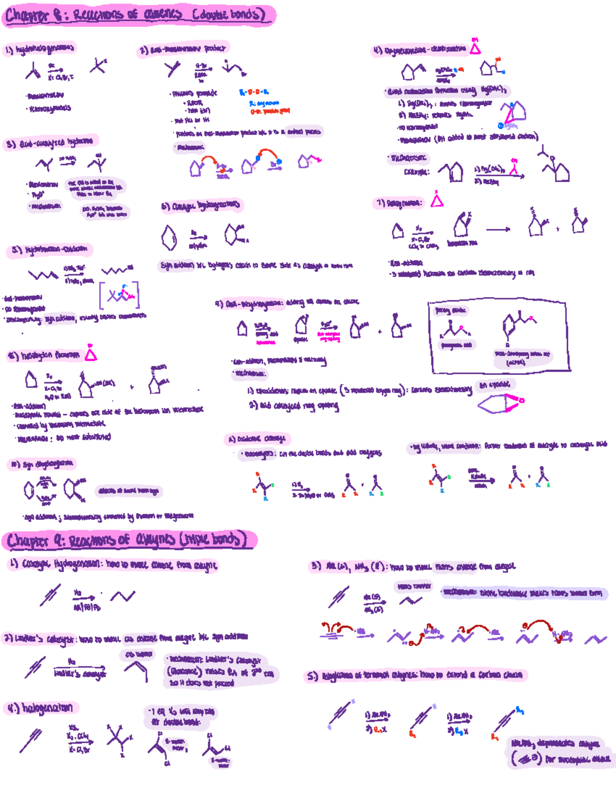 Exam 3 Cheat Sheet - Chapters 8-10 Summary (Reactions of Alkenes ...