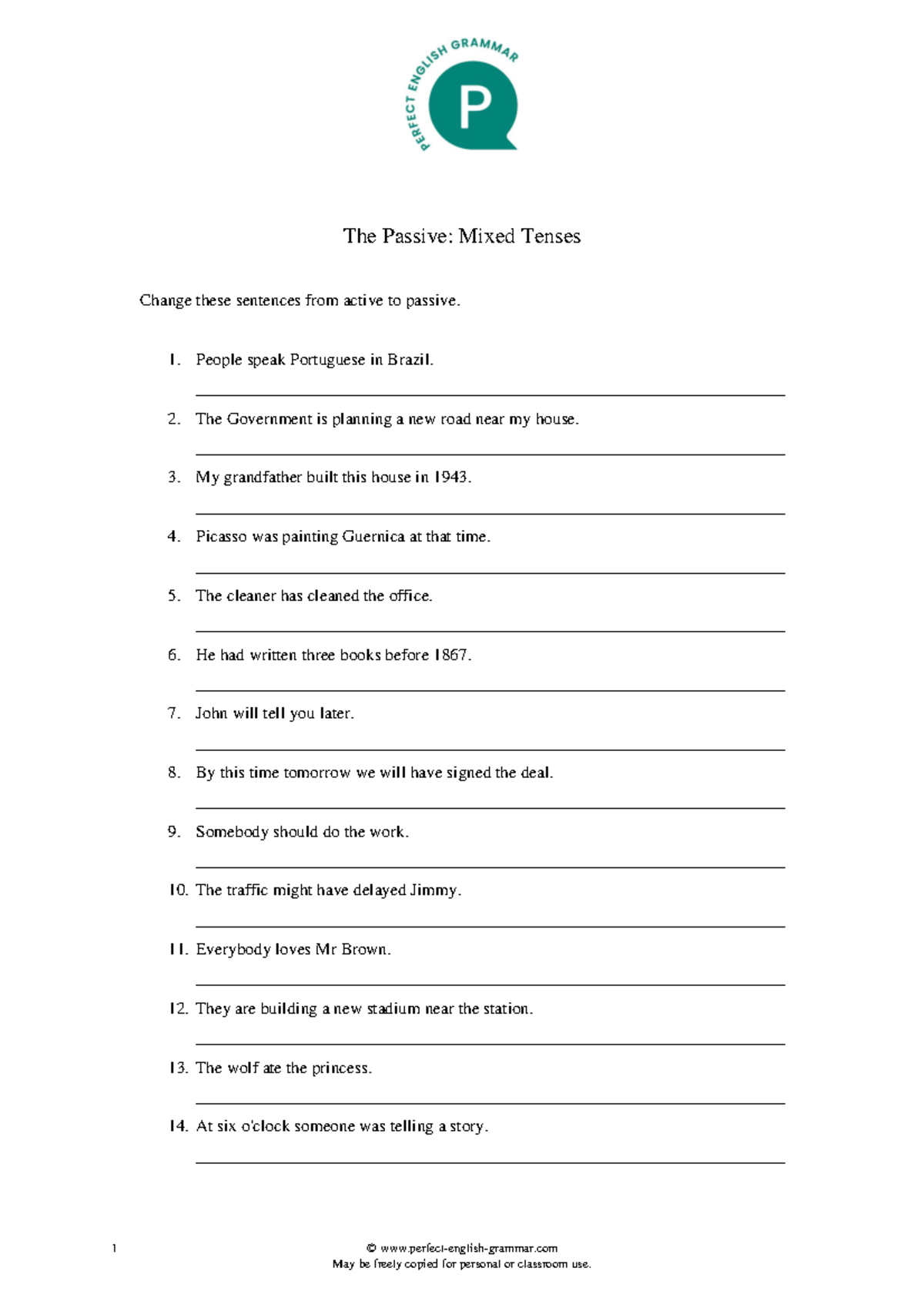 Passive mixed tenses - pytania i odp - 1 © perfect-english-grammar May ...
