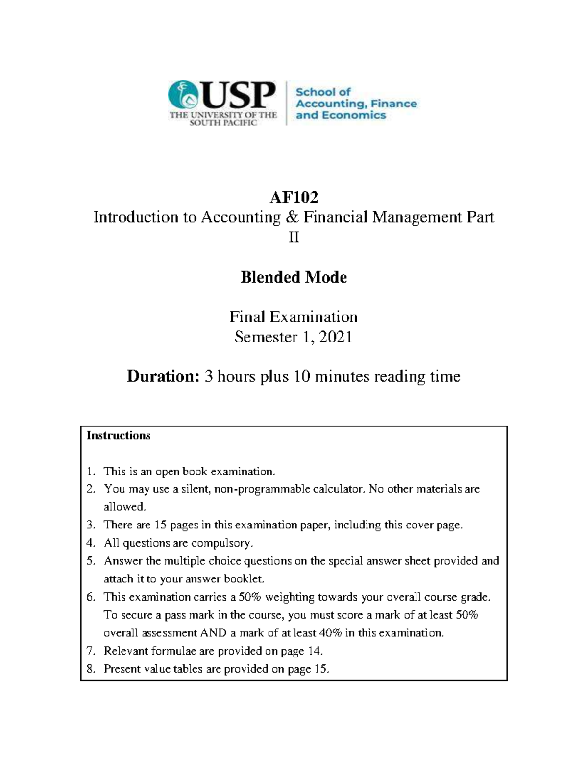 AF102 Final Exam, s1, 2021 Final COPY after moderation - AF ...