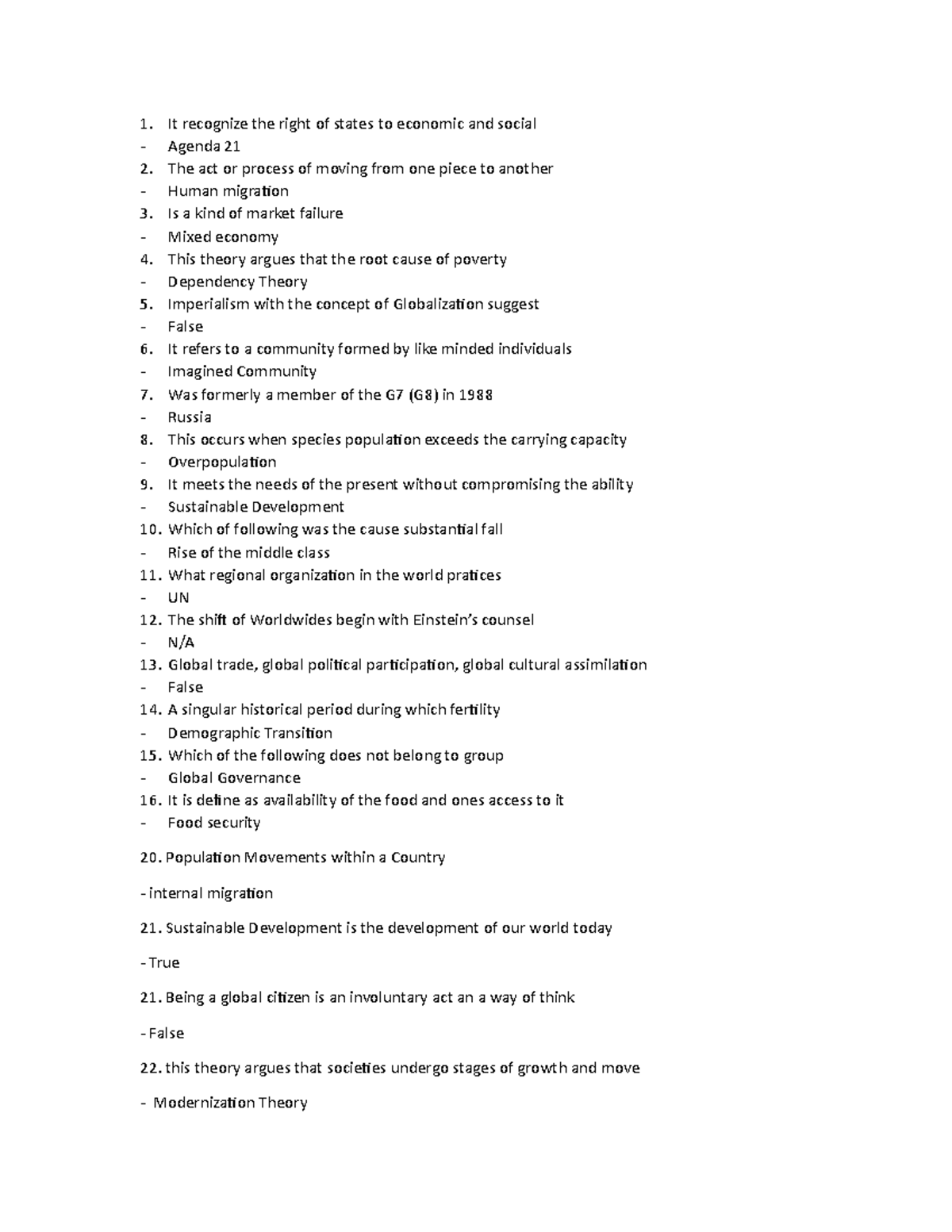 Contemporary world answers - It recognize the right of states to ...