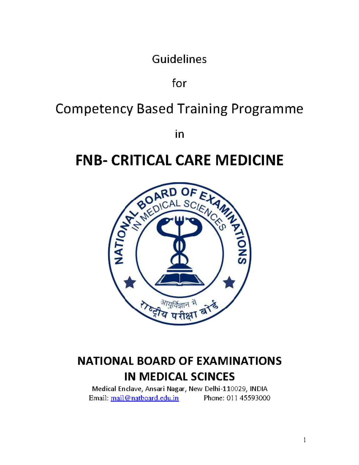 FNB Critical Care Medicine - Guidelines for Competency Based Training ...