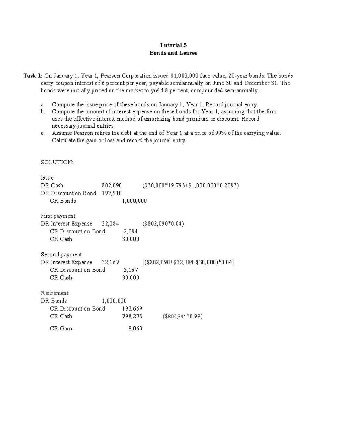 Tutorial 5 Answers ACC 300 - Introduction to Financial Accounting - Uni Mannheim - Studocu