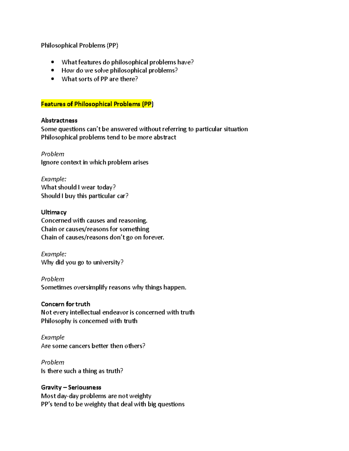 Philosophical Problems Lecture 1 - Philosophical Problems (PP) What ...