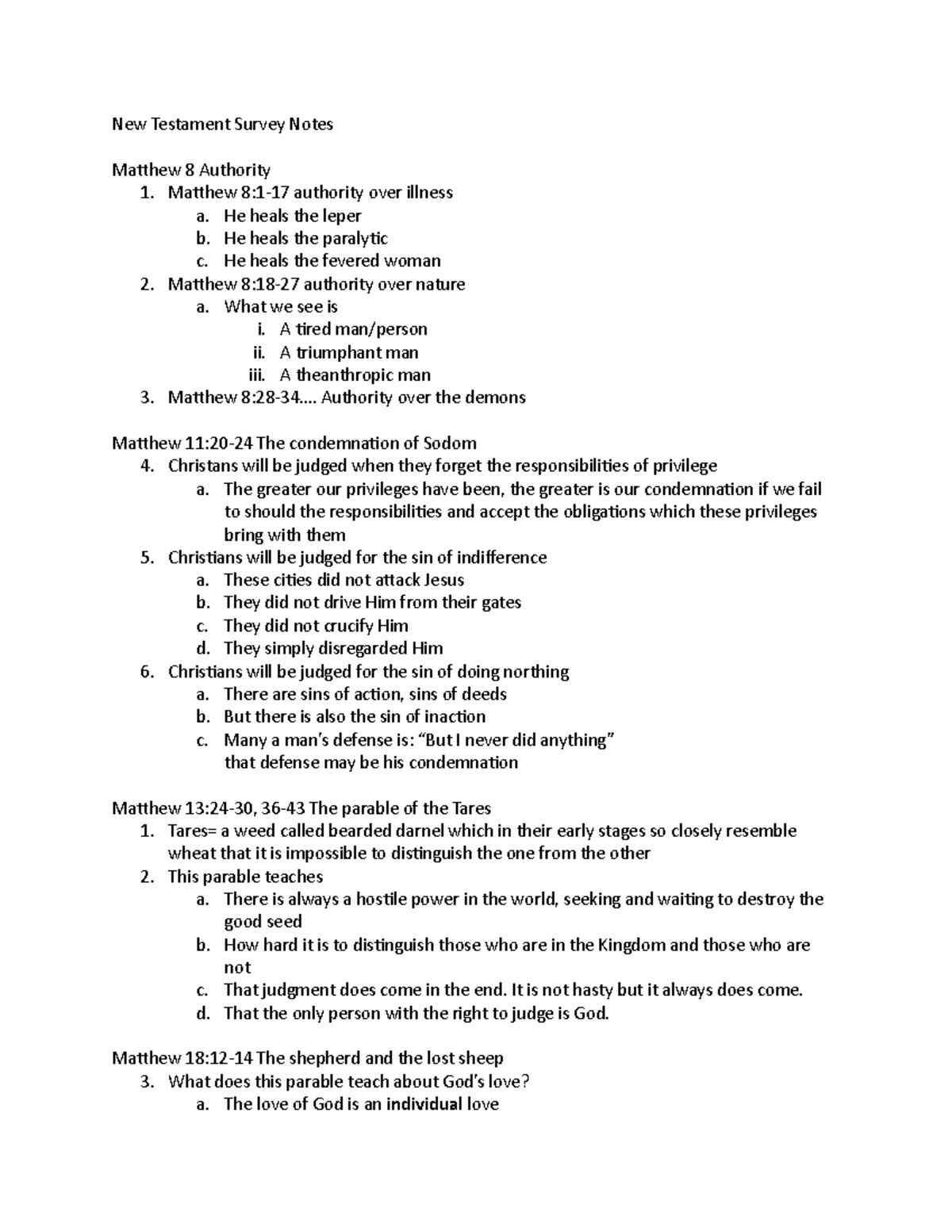 New Testament Survey Notes-3 - New Testament Survey Notes Matthew 8 ...