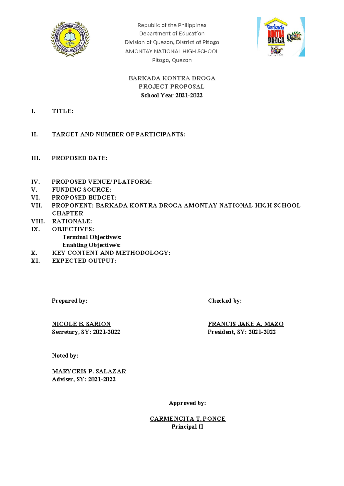 BKD- Project- Proposal - Republic of the Philippines Department of ...