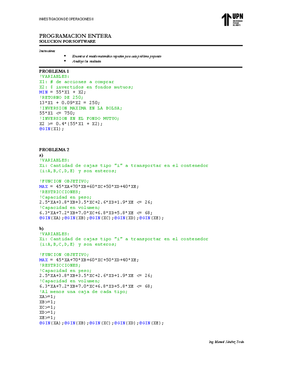01L - Programacion Entera ( Solucionario) - INVESTIGACION DE ...