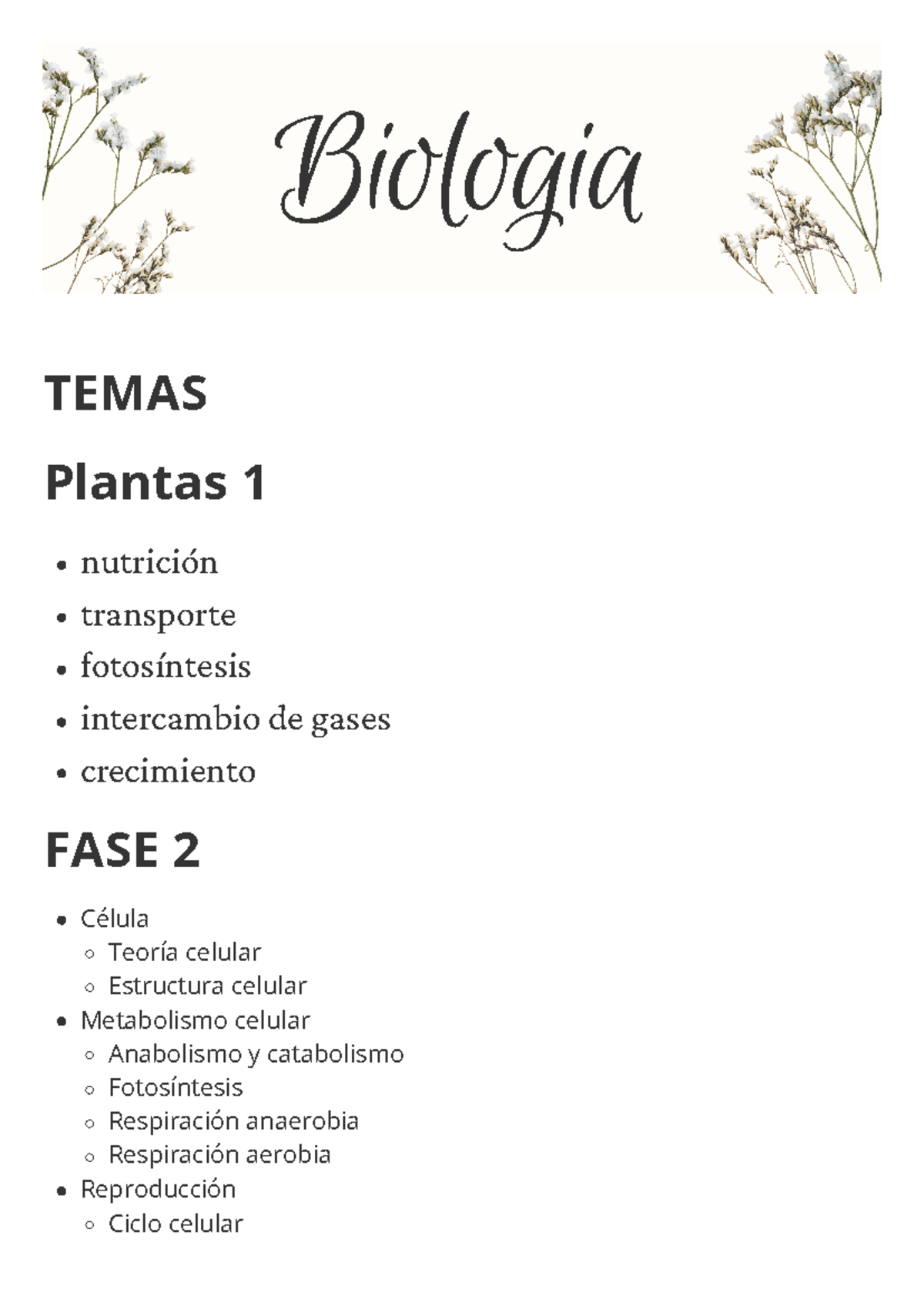 Biologiaaaaaaaa - Biología general - TEMAS Plantas 1 FASE 2 Biologia ...