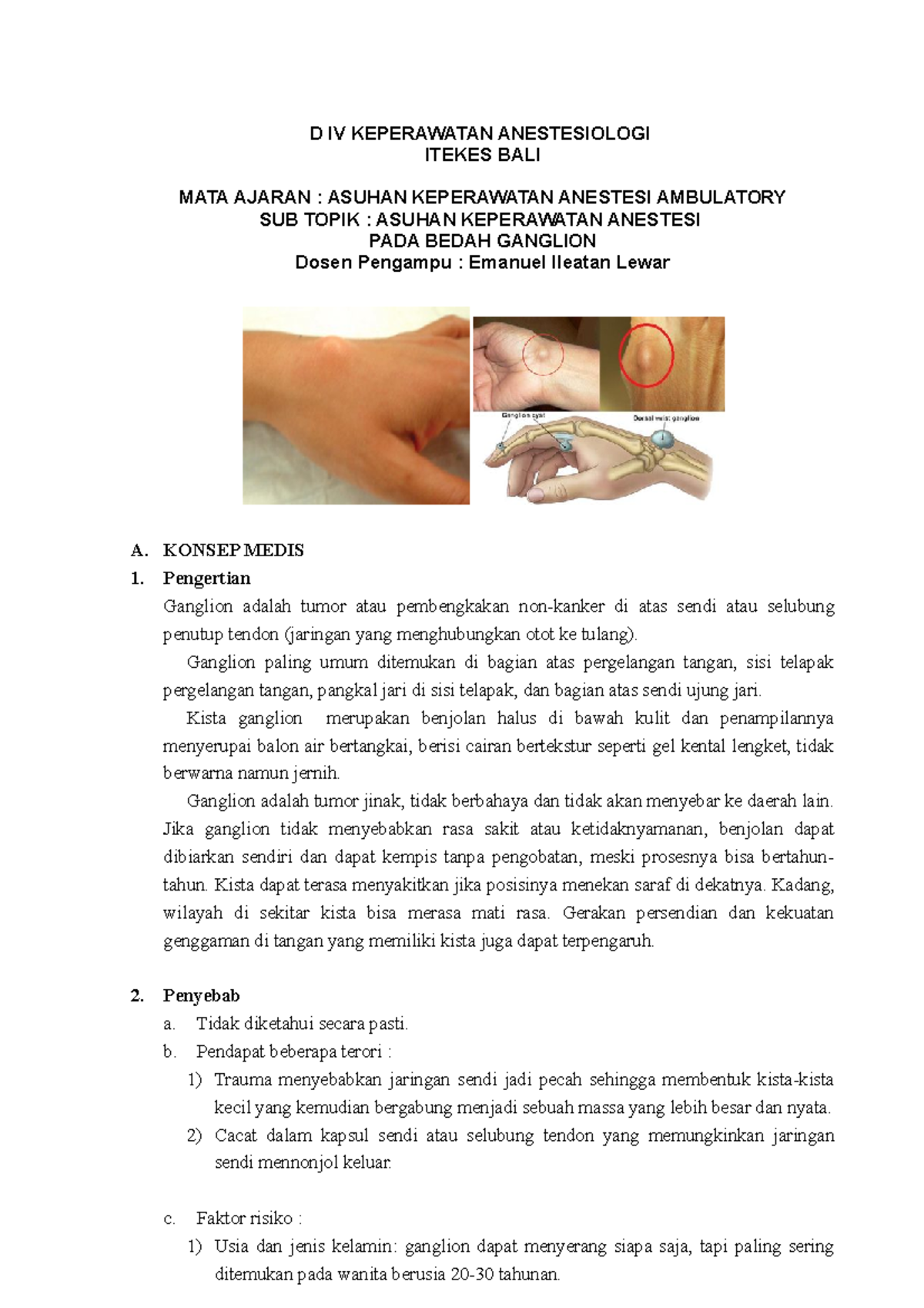 Askan PADA Bedah Ganglion - D IV KEPERAWATAN ANESTESIOLOGI ITEKES BALI ...