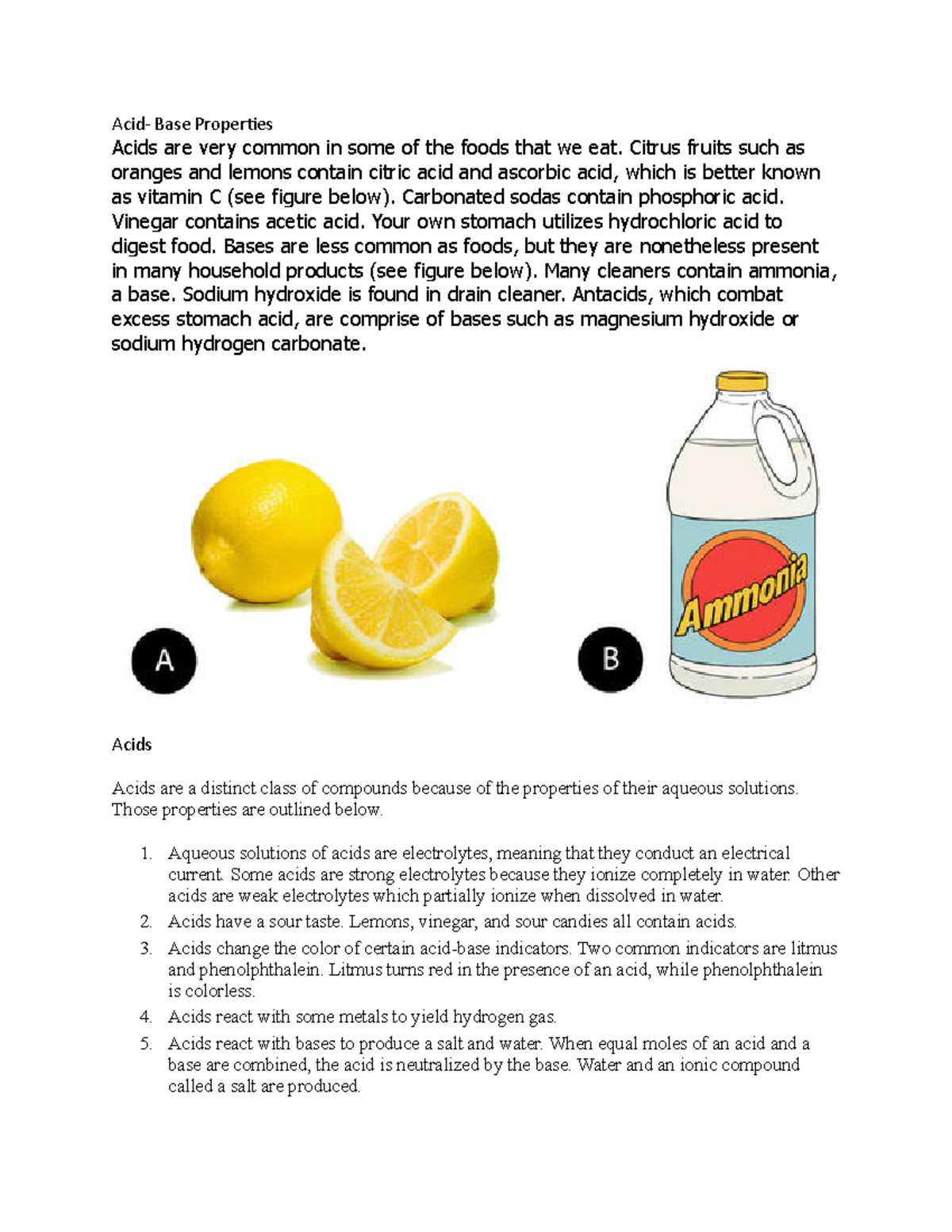 Acids and Bases - These are notes I took over our lecture and ...