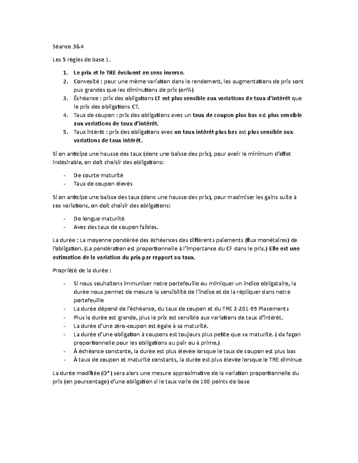 Feuille DE NOTE - préparation examen - Séance 3& Les 5 règles de base 1 ...